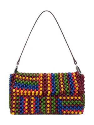 Staud Timmy Beaded Shoulder Bag Red