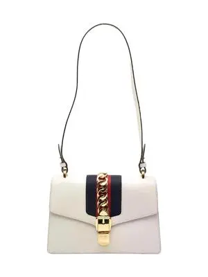Gucci Small Leather Sylvie Web Satchel - White