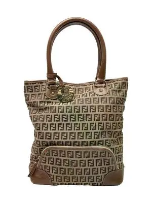 Fendi 2000-2010 Zucchino Canvas Chef Front Pocket Tote Bag - Brown