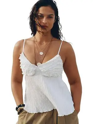 OLLARI Ruffle Tank Top - White