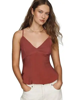 Anthropologie V-neck Waisted Peplum Tank Top - Rose