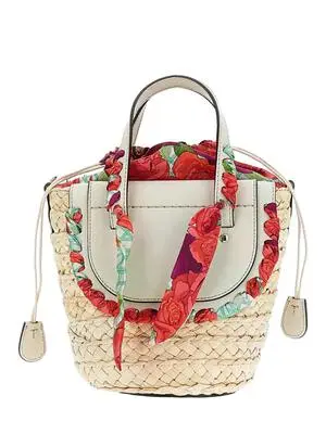CUBA LAB Floral Print Top Handle Bag Neutrals