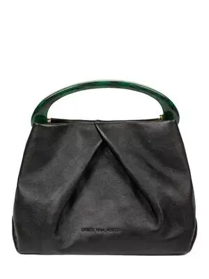 Dries Van Noten Pleated Leather Tote - Black