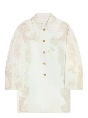 Dries Van Noten Embroidered Cotton Coat - White