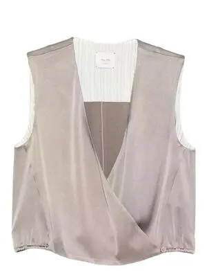 ALYSI Satin Wrapped Top - Neutrals