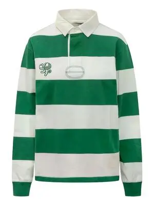 WOC Striped Long-sleeve Polo Shirt - Neutrals