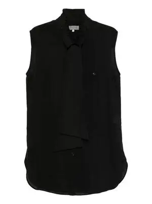 Yohji Yamamoto Sleeveless Pussy-bow Top - Black