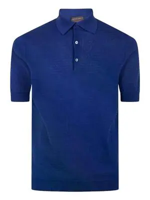 FILIPPO DE LAURENTIIS Textured Polo Shirt - Blue