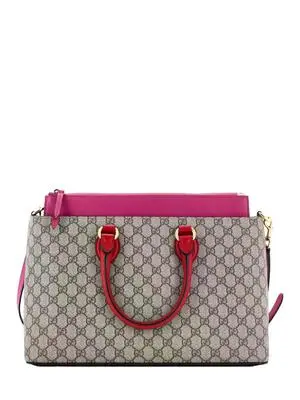 Gucci Linea A Convertible Gg Coated Canvas And Leather Medium Tote Bag - Brown