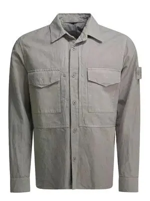 Stone Island Logo-patch Flap-pocket Shirt - Grey