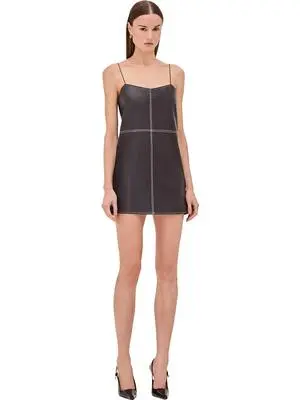Alexis Amery Vegan Leather Mini Dress - Black