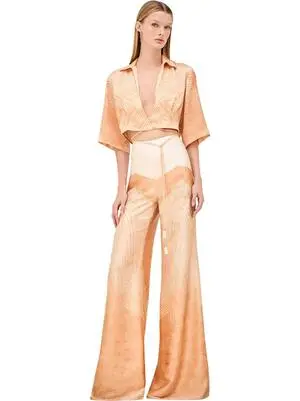 Alexis Liari Cropped Wrap Blouse - Melon