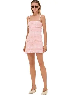 Alexis Michel Textured Tweed Mini Dress With Button Detailing - Peony