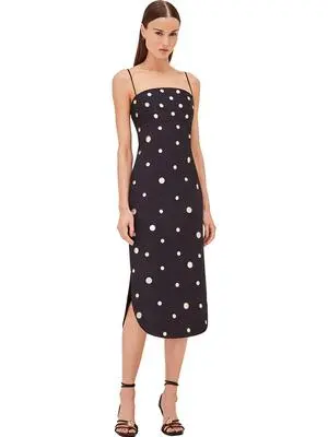 Alexis Malia Metallic Dot Midi Dress - Black