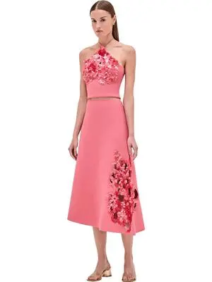 Alexis Maris Knit Midi Skirt With Sequined Cutouts - Dahlia
