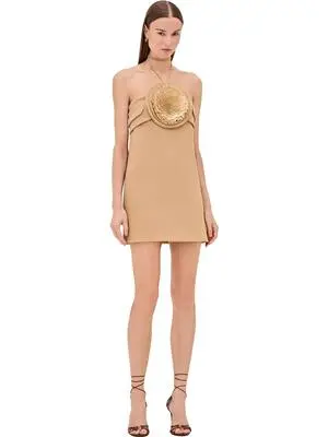 Alexis Liss Dress Mini Halterneck Embellished - Sand