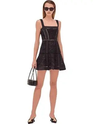 Alexis Mariyah Dress Embroidered Crochet Mini - Black