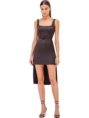 Alexis Montella Draped Cape Mini Dress With Bow Belt - Noir