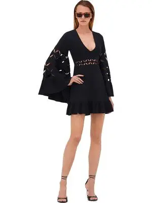 Alexis Linden Dress With Bell Sleeves And Cutout Details - Black