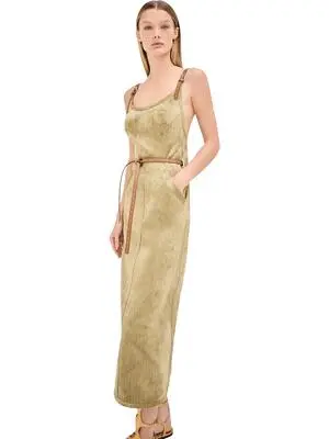 Alexis Melina Suede Midi Dress - Olive