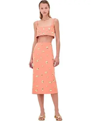 Alexis Lya Embellished Crepe Crop Top - Tangerine