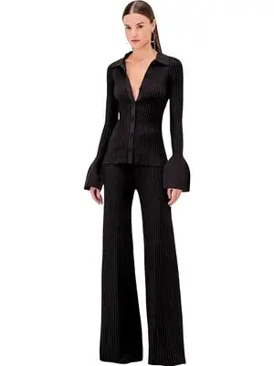 Alexis Olena Ribbed Knit Top - Black
