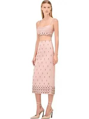 Alexis Mili Cropped Bustier Top - Beaded Blush