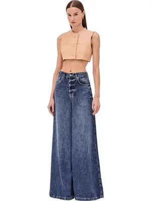 Alexis Revel Vegan Leather Crop Top - Caramel