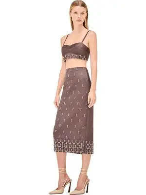 Alexis Mili Cropped Top - Beaded Brown