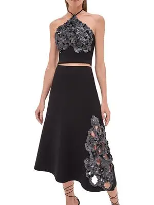 Alexis Relle Sequin Halter Top - Black Sequin