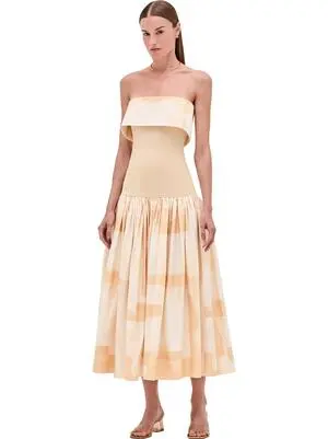 Alexis Robia Midi Dress Beige Brushstroke