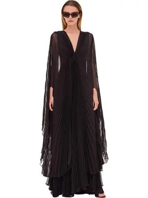 Alexis Serdena Pleated Cape Dress - Black