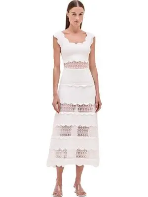 Alexis Saundra Knit Midi Dress - White