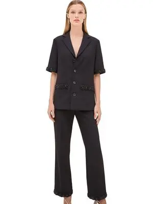 Alexis Alexis Serge Beaded Straight-Leg Trousers Black