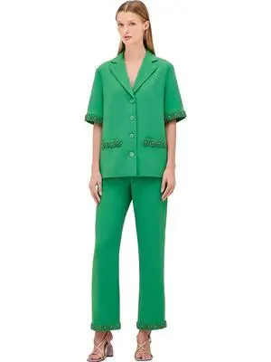 Alexis Alexis Serge Beaded Detail Trousers Emerald