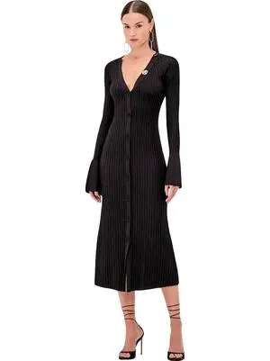 Alexis Trisha Ribbed Knit Midi Dress - Black