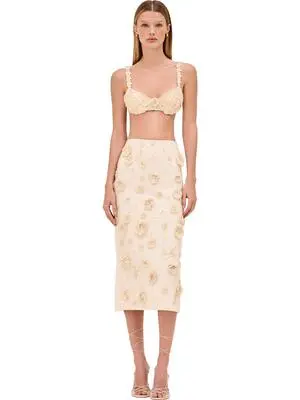 Alexis Torie Midi Skirt - Ivory Raffia