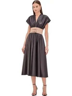 Alexis Viktora Vegan Leather Dress - Black