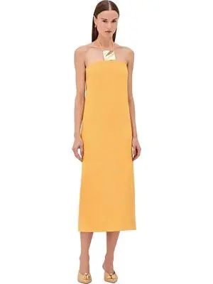 Alexis Sezane Halterneck Midi Dress With Detail - Gold