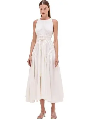 Alexis Versaille Cotton Poplin Midi Dress - White