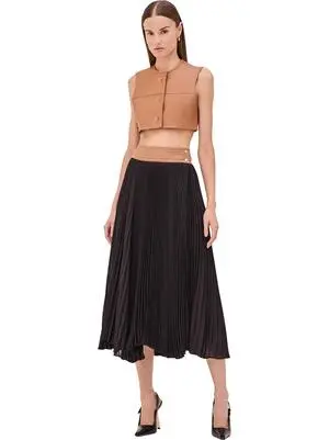 Alexis Tansia Pleated Midi Skirt - Saddle/ Black
