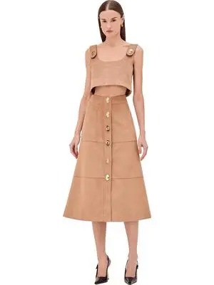 Alexis Sinead Vegan Suede Midi Skirt - Tan