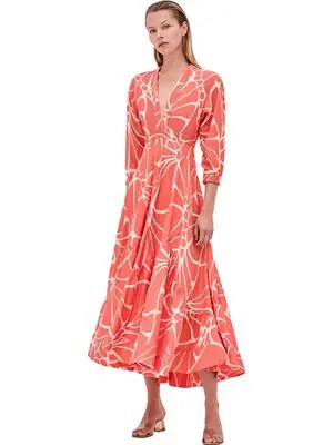 Alexis Bimini Flared Midi Dress Coral