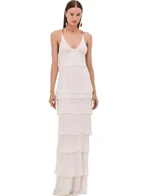 Alexis Yira Pleated Tiered Gown White