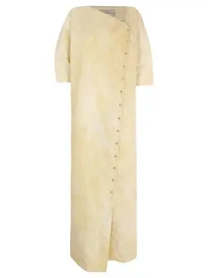 CORTANA Isla Asymmetrical Cotton Maxi Dress - Yellow
