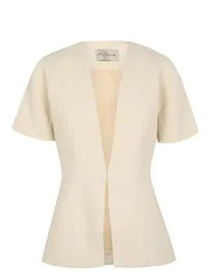 CORTANA Cortana Cala Plunge Neckline Linen Top