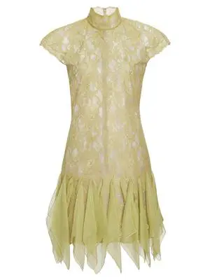 Valentino Garavani Frill-trimmed Mini Dress - Lime Green