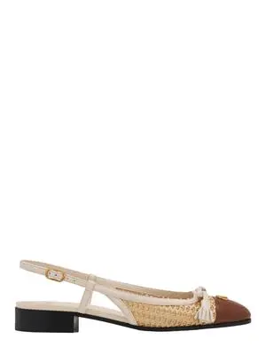 Valentino Garavani Valet Du Roi Leather Slingback Ballerinas Neutral