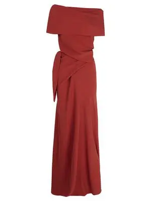 CORTANA Cortana Onara Fold-Over Top Silk-Blend Maxi Dress
