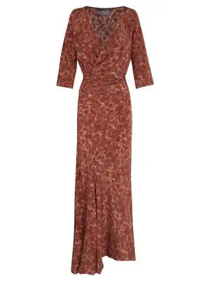 CORTANA Carla Silk Wrap Maxi Dress - Print